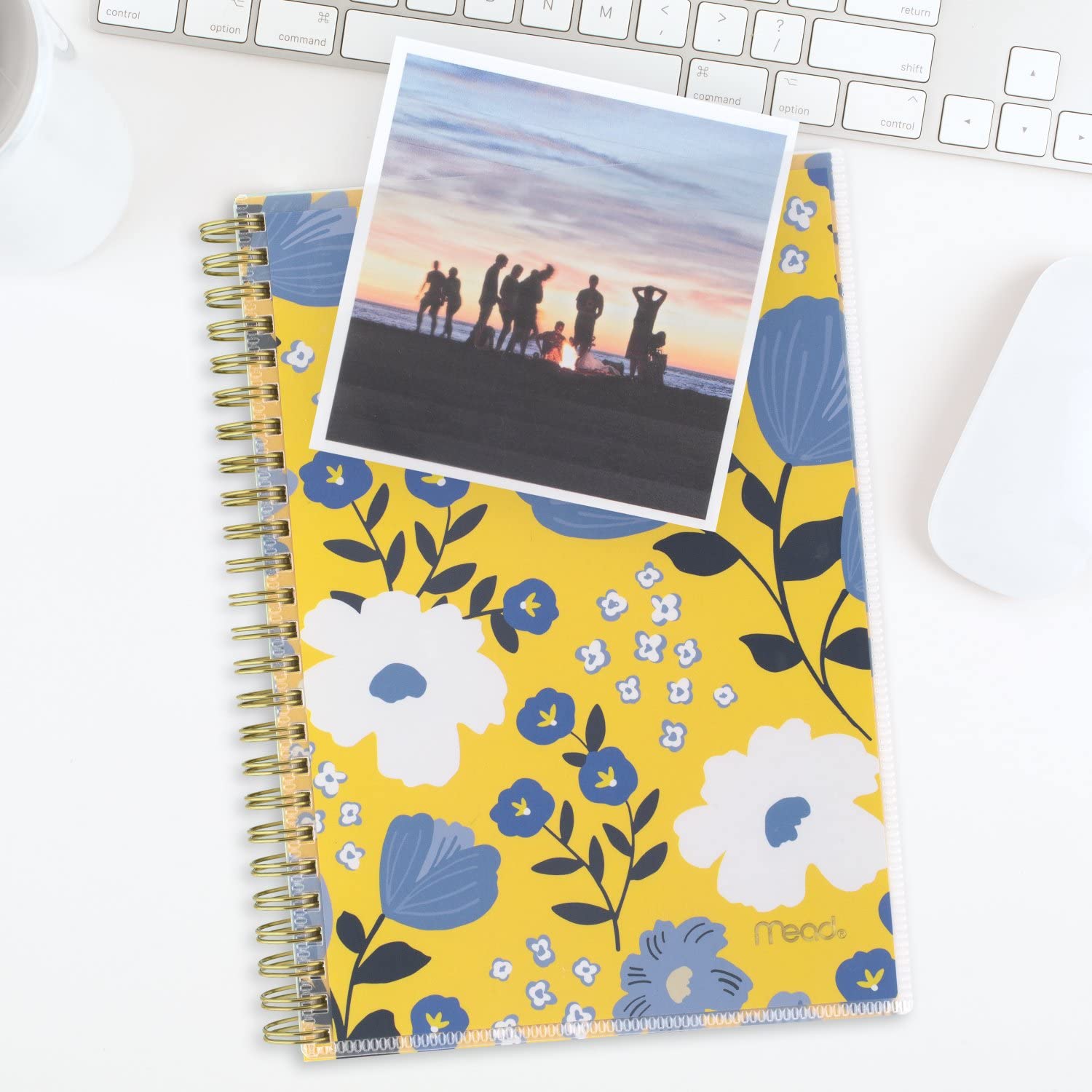 Mead 2024 Weekly & Monthly Planner, 5-1/2" x 8-1/2", Small, 15-Month Customizable, Caprice, Floral, Yellow (1319A-201-24)