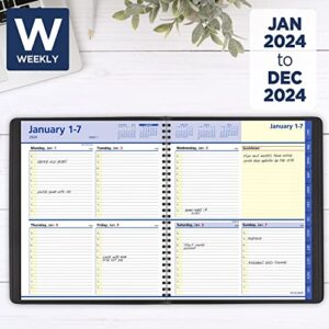 AT-A-GLANCE 2024 Weekly & Monthly Planner, QuickNotes, Open Scheduling, Monthly Tabs, 8" x 10", Large, Pockets, Black (76010524)