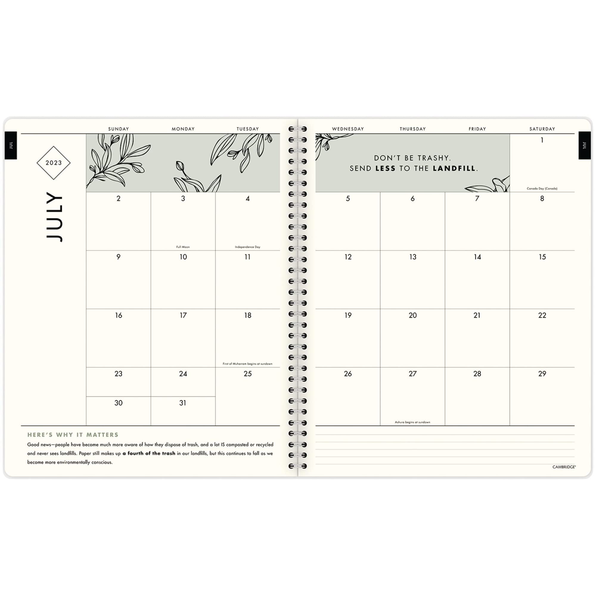 Cambridge greenpath Academic Year Weekly/Monthly Planner, greenpath Art, 11 x 9.87, Floral Cover, 12-Month (July to June): 2023 to 2024