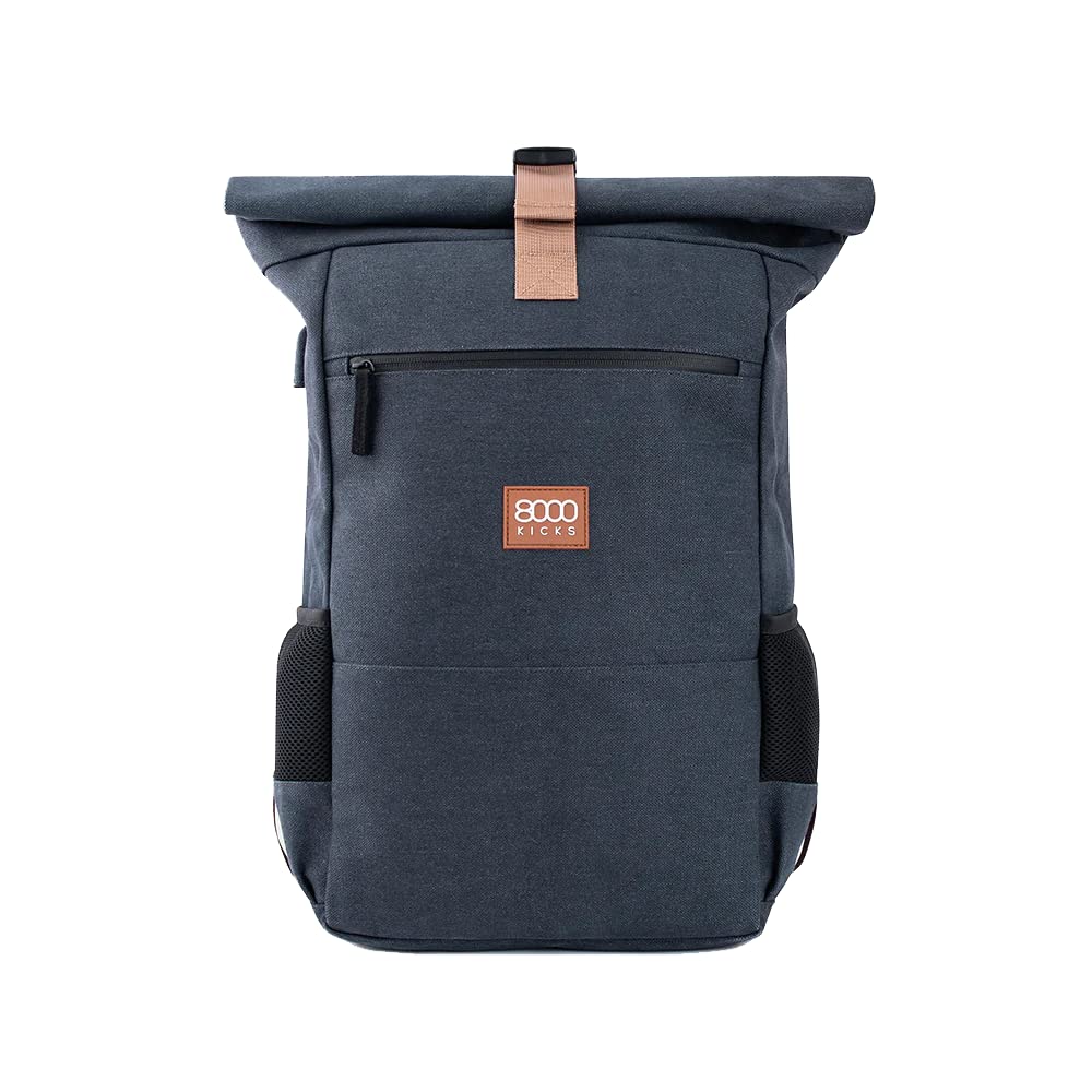 8000Kicks Everyday Hemp Backpack - Lightweight and Weatherproof Backpack for Work and Travel with Anti-theft pocket and Spacious Interior (Navy)