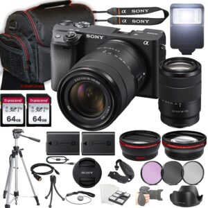 sony a6400 mirrorless camera w/e 18-135mm f/3.5-5.6 oss lens + 2x 64gb memory + case + filters + tripod & more (35pc bundle)