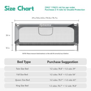 MHOMER Bed Rail for Toddlers, 2 Minutes Quick Assembly Foldable Bed Rails for Queen, King, Full, Twin Size Bed, Bed Rail Guard with Steady U-Shape Base for Toddlers, Baby, Kids (1 Piece, 74.8")