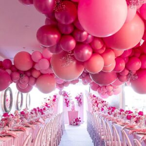 PartyWoo Magenta Balloons, 140 pcs Magenta and Metallic Dark Pink Balloons Different Sizes Pack of 18 Inch 12 Inch 10 Inch 5 Inch for Balloon Garland or Arch as Birthday Decorations, Party Decorations