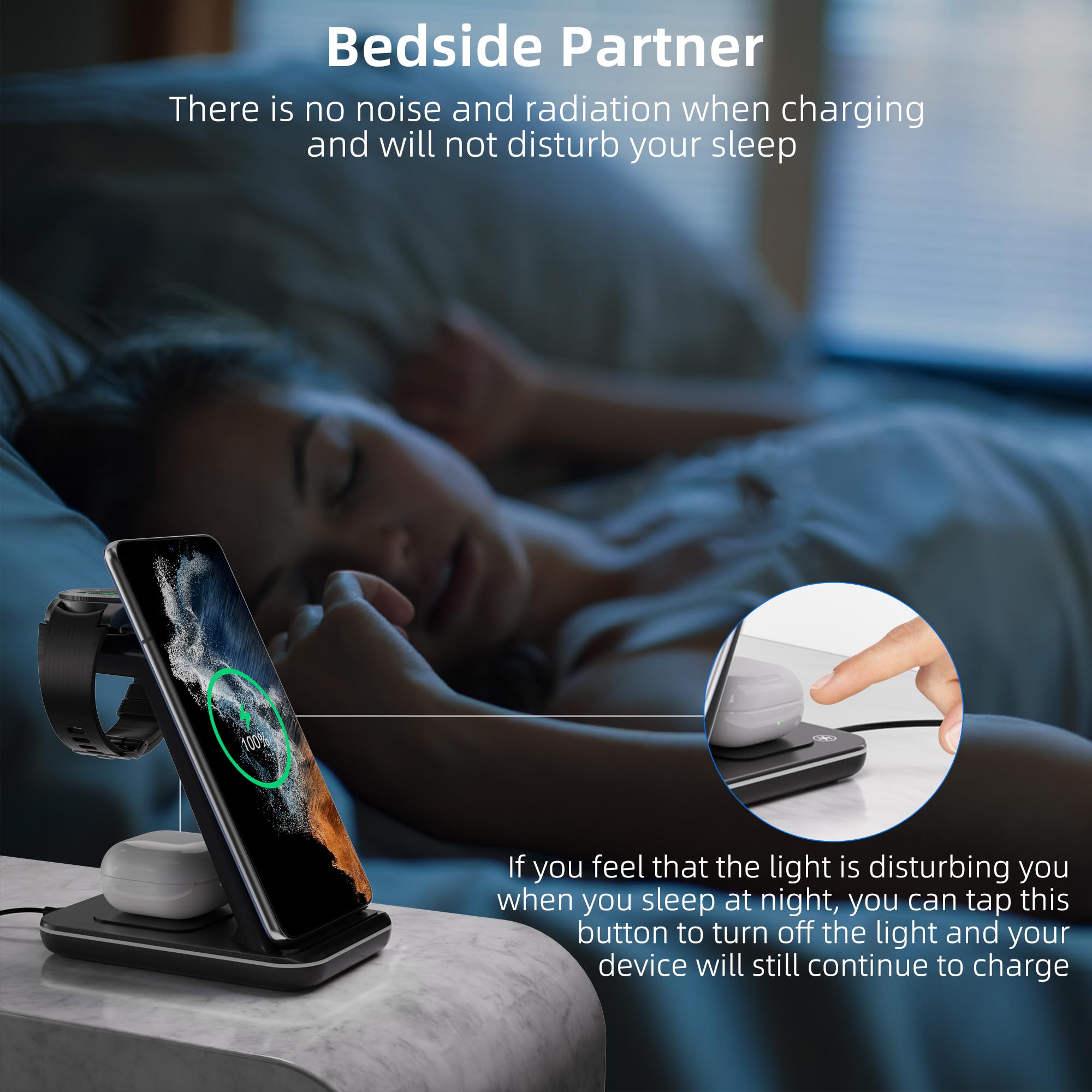 Wireless Charger for Samsung, 3 in 1 Fast Charging Station for Samsung Galaxy S23/S22/S21/S20/S10/Note 20/10, Wireless Charging Stand for Galaxy Watch5/Pro/4/Active 2/1, Buds/Buds+/Pro/Live/Buds2