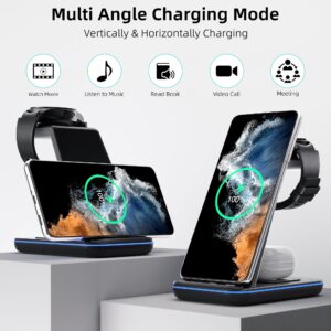 Wireless Charger for Samsung, 3 in 1 Fast Charging Station for Samsung Galaxy S23/S22/S21/S20/S10/Note 20/10, Wireless Charging Stand for Galaxy Watch5/Pro/4/Active 2/1, Buds/Buds+/Pro/Live/Buds2