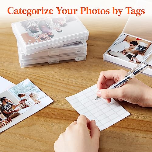 Lifewit Fireproof Photo Storage Box with 18 Inner 4x6 Clear Photo Case, Zipper Collapsible Photo Organizer Box with 1 Sheet Label Sticker, Waterproof Box with Handle for Seeds Office Craft Supplies