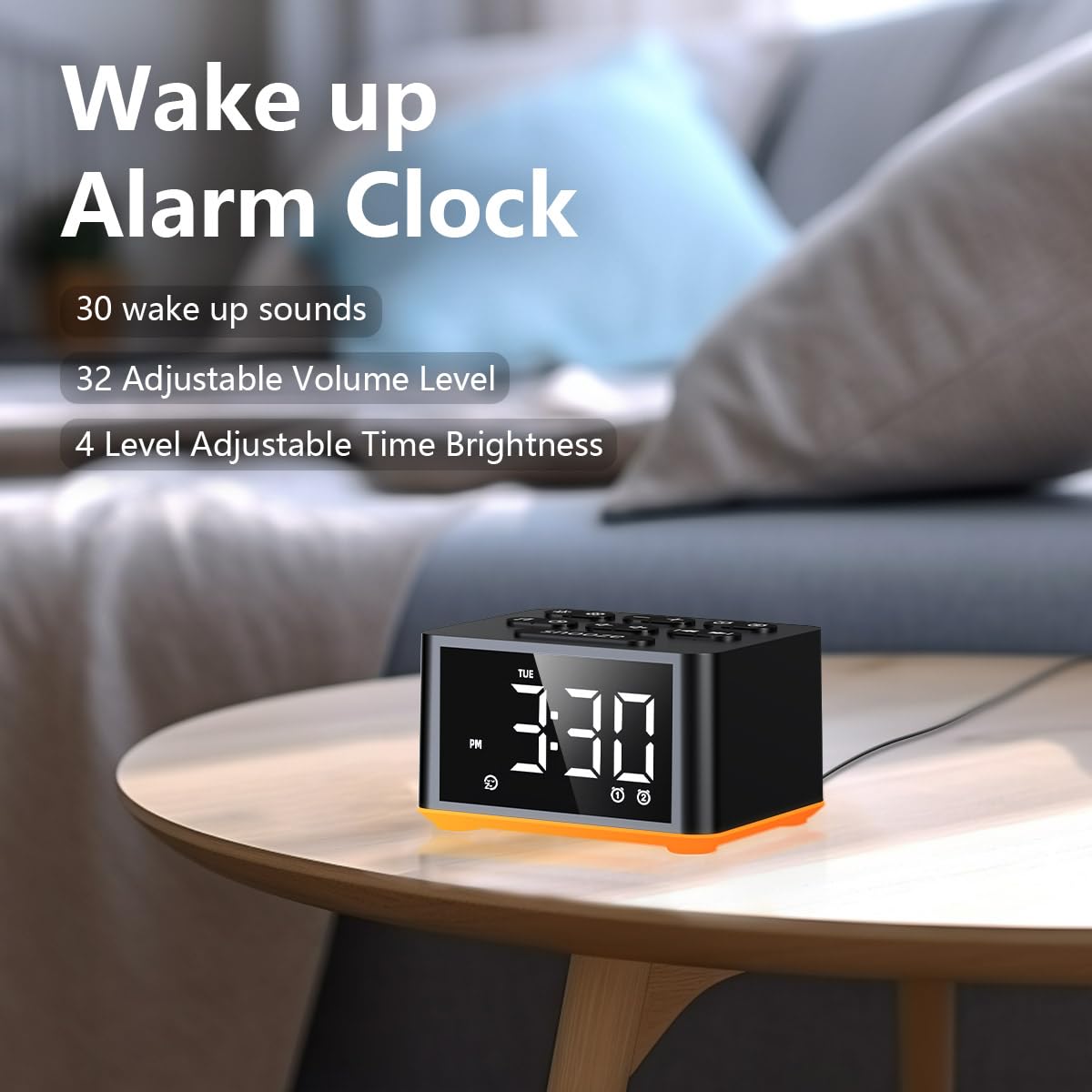 【3 in 1】 Sound Machine Dual Alarm Clock Night Light White Noise Machine 27 Sleeping Sounds for Adults Kids Precise 32 Level Volume Sleep Timer Memory Function Digital Clock with 30 Wake Up Sounds