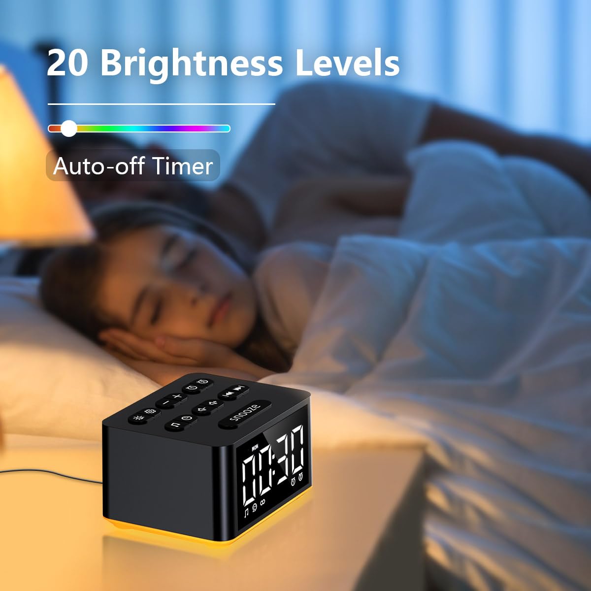 【3 in 1】 Sound Machine Dual Alarm Clock Night Light White Noise Machine 27 Sleeping Sounds for Adults Kids Precise 32 Level Volume Sleep Timer Memory Function Digital Clock with 30 Wake Up Sounds