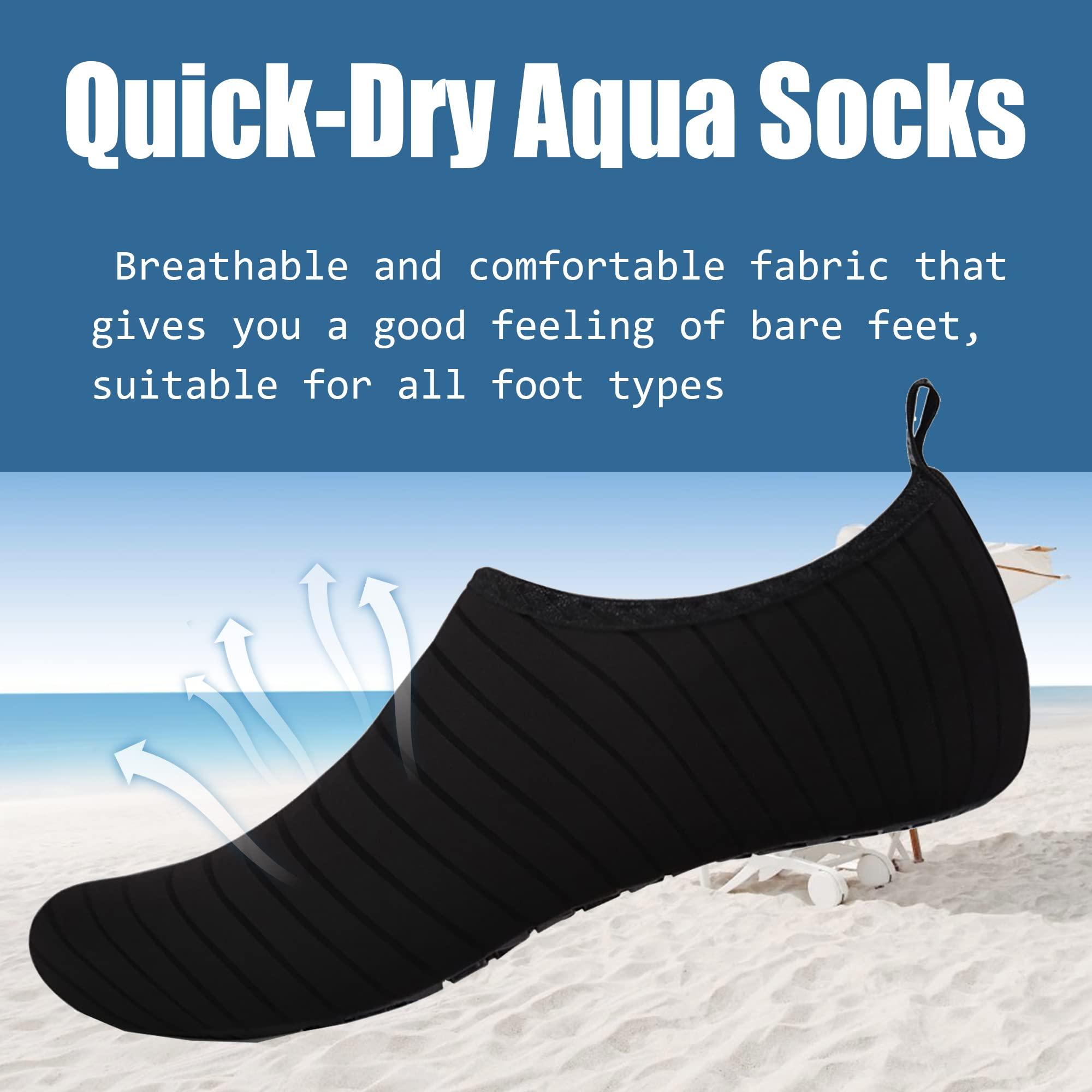 Water Shoes for Women Quick-Dry Aqua Socks Men Barefoot Shoes Swim Beach Accessories Slip-On Yoga Surf Aquatic Sports Black3-42/43