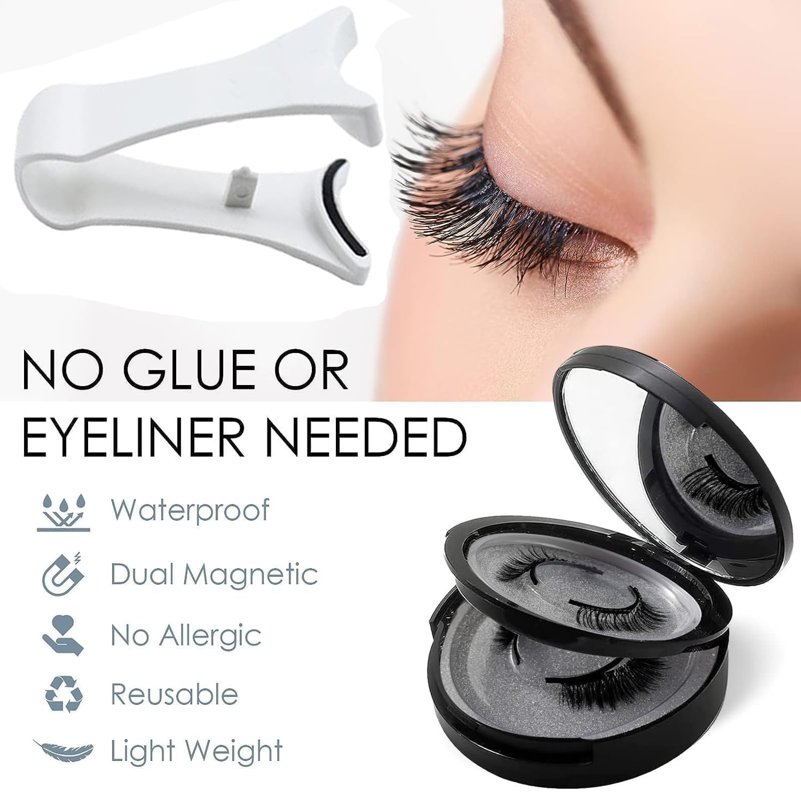 2024 New Self Adhesive Eyelashes,[3 Pairs] Self Adhesive Lashes,No Glue Lashes Press on Lashes,Reusable Self Adhesive Eyelashes,No Glue Eyelashes (3*Natural)