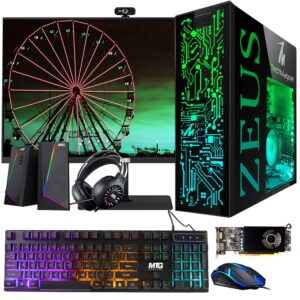 gaming desktop pc, intel i5 6th gen, techmagnet zeus pro 6, rx 550, 16gb argb ram, 256gb ssd + 1tb hdd 22 inch monitor, rgb keyboard mouse, speaker, headphone, webcam, win 10 pro (renewed)