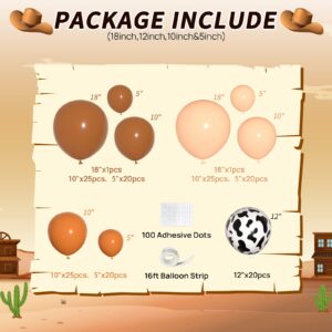 JOGAMS Cow Balloons Arch Garland Kit with 163Pack Brown Nude Cow Print Balloons for Farm Western Cowboy Cowgirl Cow Theme Birthday Baby Shower Party Decorations