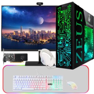 gaming desktop pc, intel core i7 6th gen, techmagnet zeus pro 6, gt 1030, 16gb argb ram, 256gb ssd + 2tb hdd, 27 inch 165hz gaming monitor, 4 in 1 gaming kit webcam, wifi, win 10 pro (renewed)