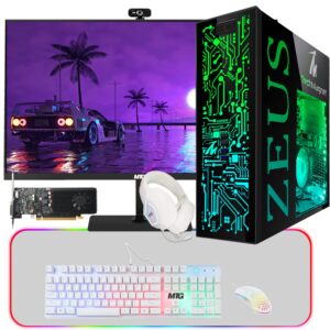 gaming desktop pc, intel core i5 6th gen, techmagnet zeus pro 6, gt 1030, 16gb argb ram, 256gb ssd + 1tb hdd 24 inch monitor, 4 in 1 gaming kit webcam, wifi, win 10 pro (renewed)