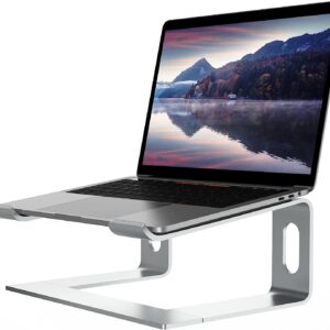 Laptop Stand for Desk Aluminum Computer Stand for Laptop Riser Holder Notebook Stand Compatible with MacBook Air Pro, Dell, HP, Lenovo Samsung, Alienware All Laptops 11-17.3” (Silver)