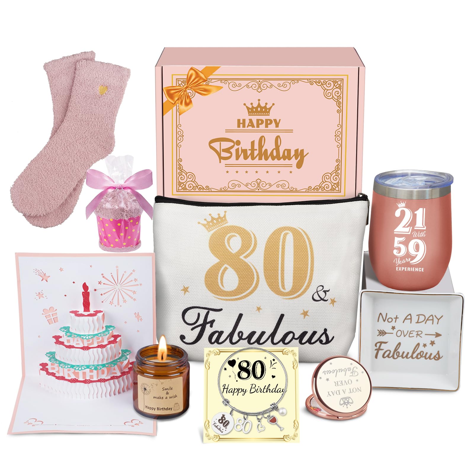 80th Birthday Gifts for Women, Happy 80th Birthday Gifts for Her Best Friend Mom Sister Wife Turning 80, Gift for 80 Year Old Woman Birthday Unique, Funny Birthday Gift Box Ideas