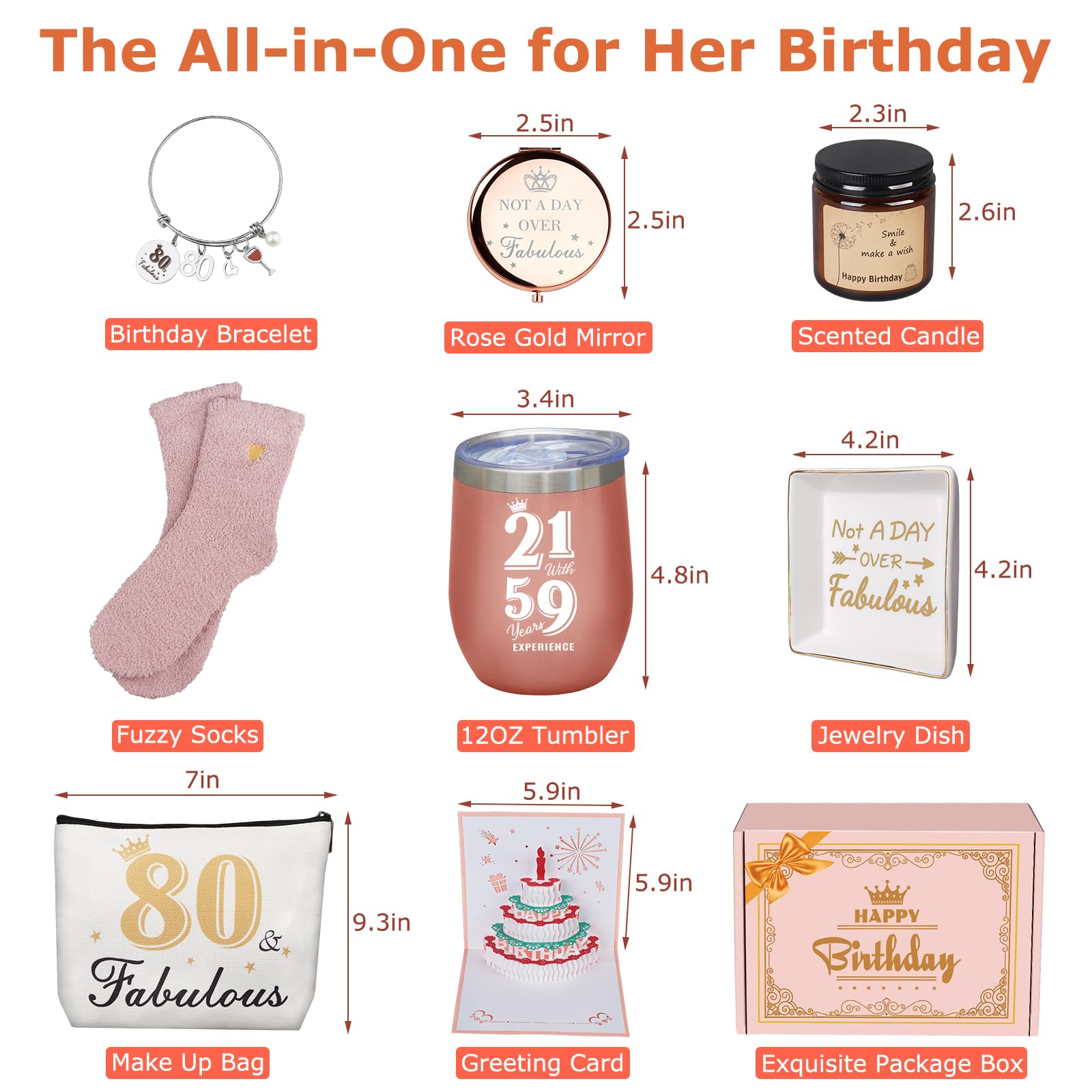 80th Birthday Gifts for Women, Happy 80th Birthday Gifts for Her Best Friend Mom Sister Wife Turning 80, Gift for 80 Year Old Woman Birthday Unique, Funny Birthday Gift Box Ideas