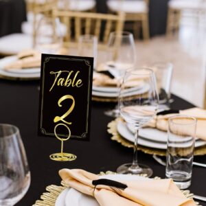 31 Sets Black Table Number Cards with Gold Table Number Holders, 1-30 Table Numbers Cards Head Table Card 2 Inch Gold Place Cards Holder Stands for Wedding Anniversary (Black, Gold)