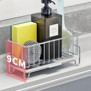 sponge holder kitchen sink caddy organizer,304 stainless steel sink soap dispenser caddy rustproof sink rack kitchen sink sponge holder soon neat sink caddy basket with removable divider drain tray