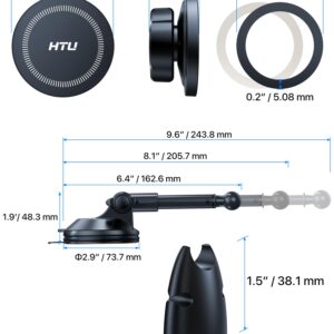 2024 Upgraded for Magsafe Car Mount【True Military-Grade 360°Suction Cup】 Handsfree Powerful Magnetic Cell Phone Holder for Car Dashboard Windshield for iPhone 15 14 Pro Max Mini,Black