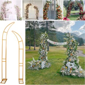 gooatry 6.9&8.2 ft backdrop stand,gold balloon arch stand,curved design flower balloon frame,arch photography backdrop stand for wedding,party,birthday,event decor,(2.1m&2.5m,6.9&8.2 ft)