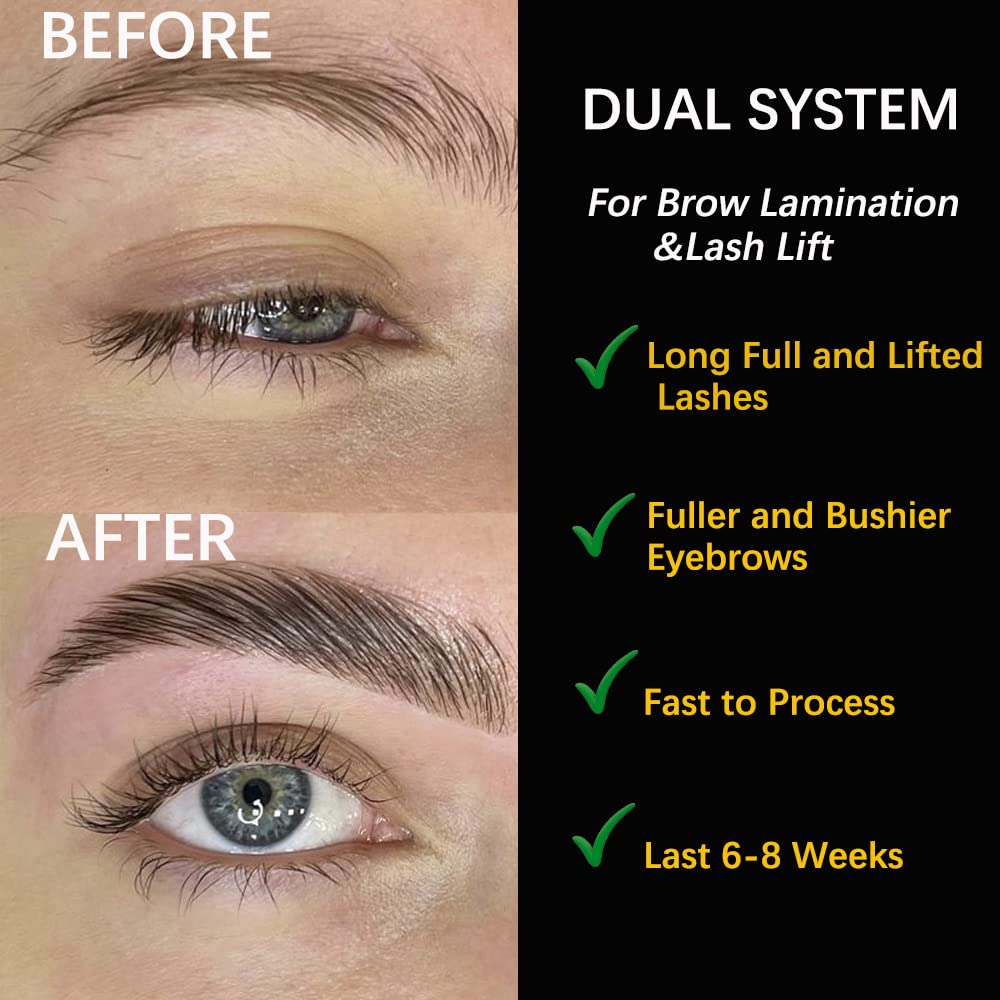 Omysda Brow Lamination Kit and Lash Lift Kit, 2 in 1 Professional Eyebrow Lamination and Lash Lifting at Home, 6-8 Weeks Long Lasting, Instant Lifting and Curling, DIY Perm Kit for Eyelashes and Brows