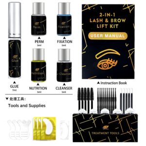 Omysda Brow Lamination Kit and Lash Lift Kit, 2 in 1 Professional Eyebrow Lamination and Lash Lifting at Home, 6-8 Weeks Long Lasting, Instant Lifting and Curling, DIY Perm Kit for Eyelashes and Brows