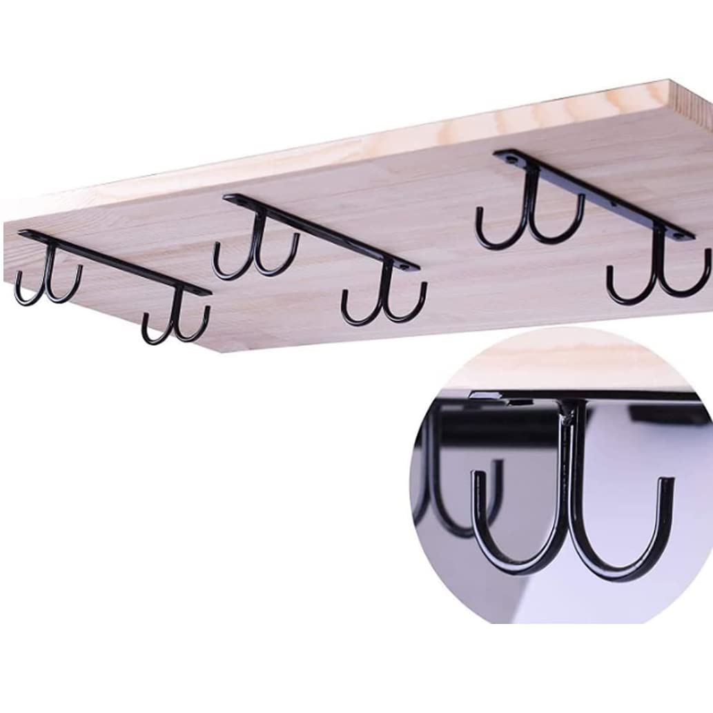 luzen 3Pcs Mug Rack Under Cabinet Metal Under Shelf Mugs Hooks Mug Coffee Cups Drying Hanging Hook Holder Metal Hangers Organizer for Mugs, Coffee Cups, Bar and Kitchen Utensils