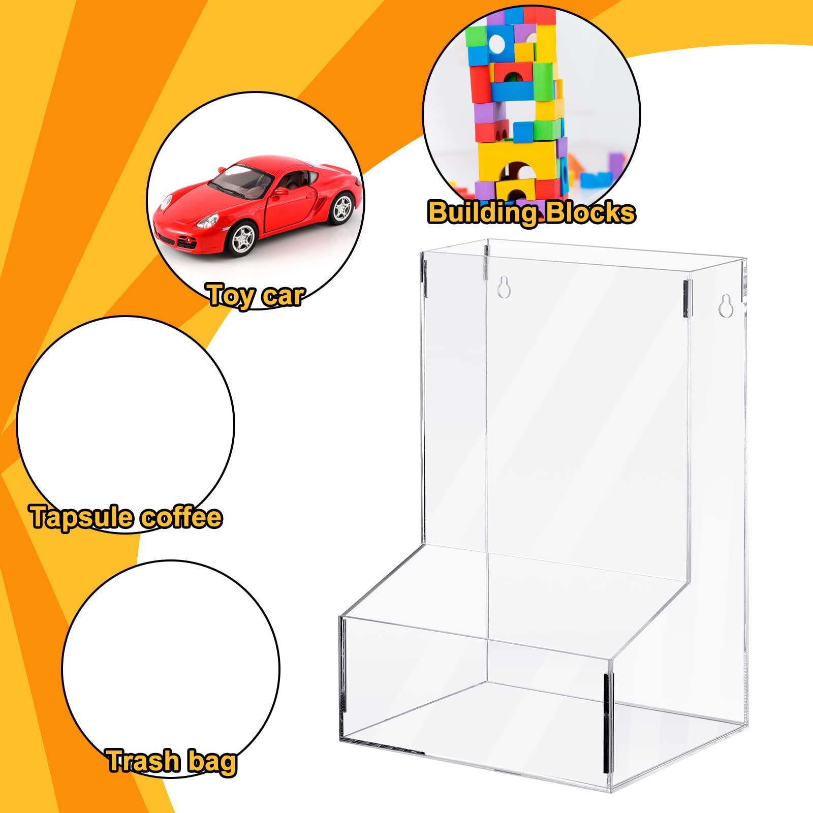 Maitys Acrylic Toy Car Dispenser Wall Hanging Organizer and Storage Bin for Playroom Clear Wall Organizer for Blocks Cars Trains Balls Darts Snacks Markers Puzzles Living Room School Bars Storage