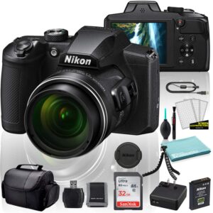 nikon coolpix b600 digital camera (black) (26528) + sandisk 32gb ultra memory card + memory card wallet + deluxe soft bag + 12 inch flexible tripod + deluxe cleaning set + usb card reader (renewed)