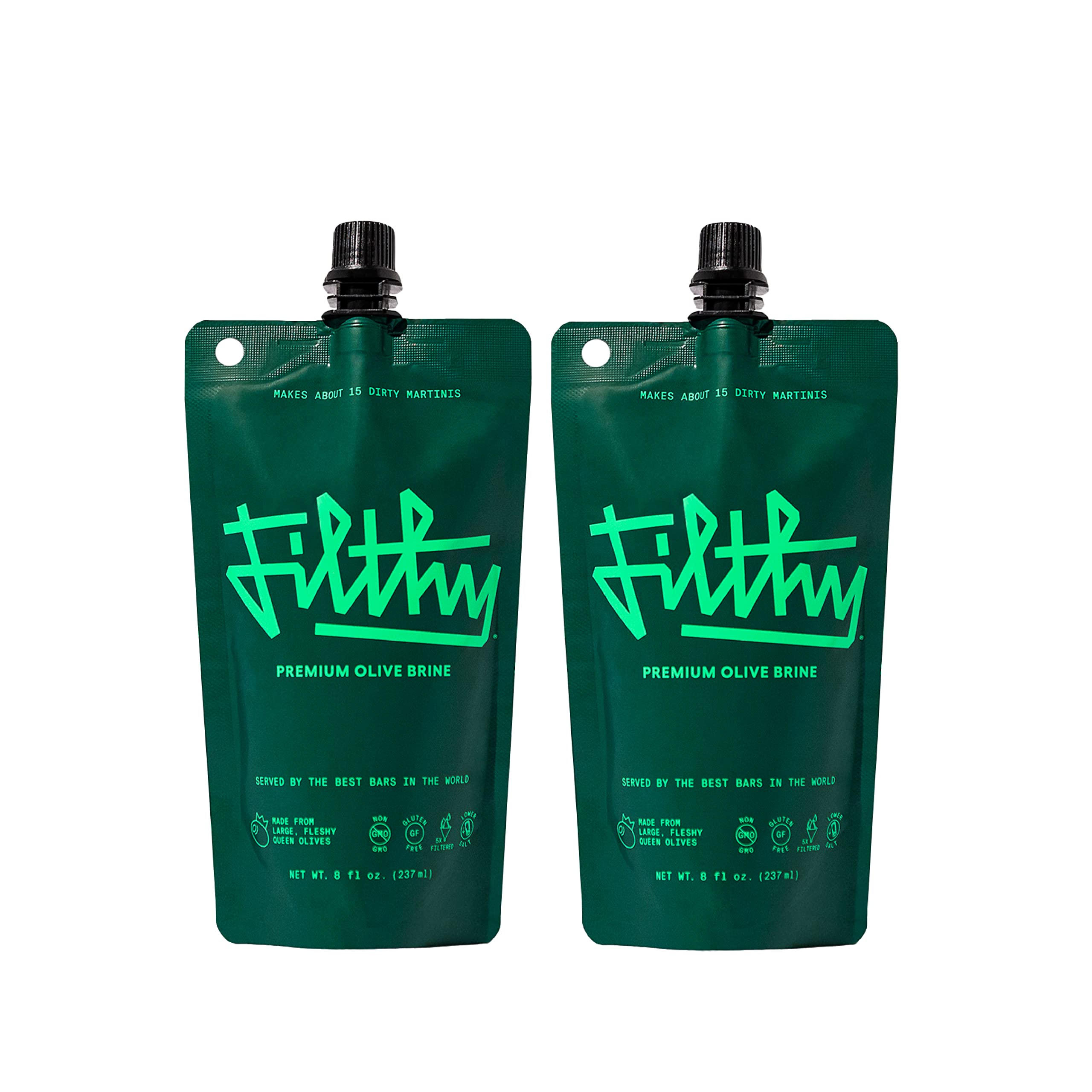 Filthy Olive Brine for Cocktails, 8 Oz Pouch, 2 Pack