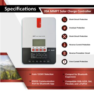 ExpertPower 210W 12V Solar Power Kit with Battery: 900Wh Gel Battery + 210W Mono Solar Panel + 20A MPPT Charge Controller for Off-Grid DC System in Cabin, Shed, DIY, Solar Projects and More