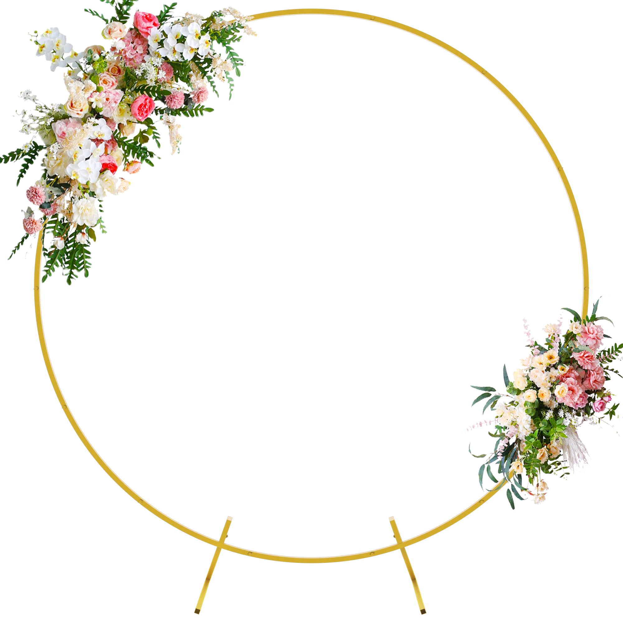 Wokceer Round Backdrop Stand 6FT Circle Balloon Arch Frame Circle Backdrop Stand Gold Round Arch for Wedding Birthday Party Bridal Shower Anniversary Event Ceremony Decoration