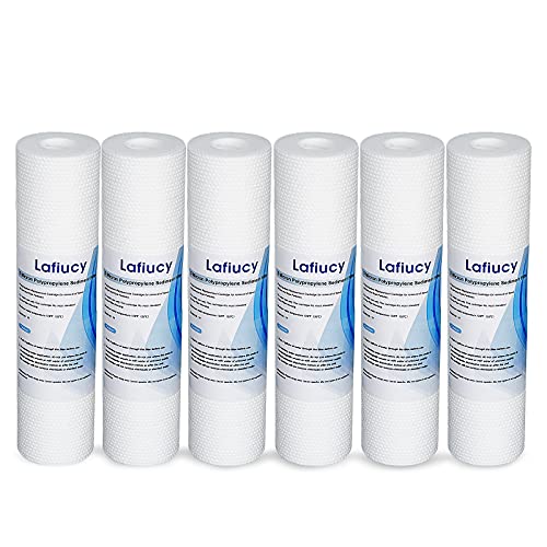 Lafiucy Sediment Water Filter Cartridge 10"x 2.5",5 Micron,6pack,10" x 2.5" Whole House Sediment Water Filter Replacement Cartridge Compatible with 10 inch RO Unit