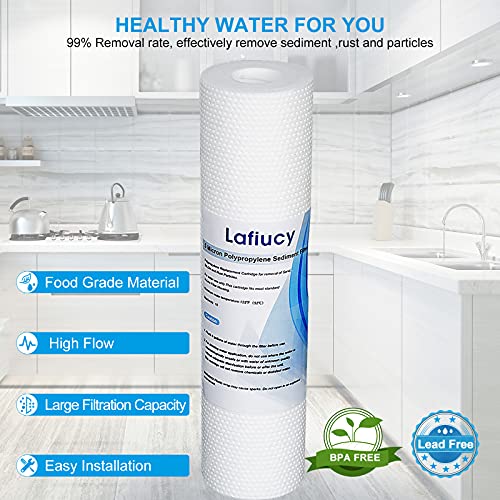 Lafiucy Sediment Water Filter Cartridge 10"x 2.5",5 Micron,6pack,10" x 2.5" Whole House Sediment Water Filter Replacement Cartridge Compatible with 10 inch RO Unit