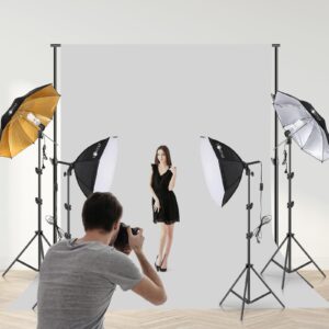 LOMTAP Backdrop Stand 6.5ft x 9.8ft Green Screen Photography Lighting Kit 2 Softboxes 3 Photo Umbrellas 2 in 1 Reflector Accessories for Parties Video Equipments Studio Lights