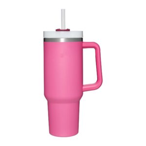 raepperhan 40oz car travel mug with handle and straw lid | stainless steel insulated mug | hot & cold drink mug, fitness & sports mug (rose red)