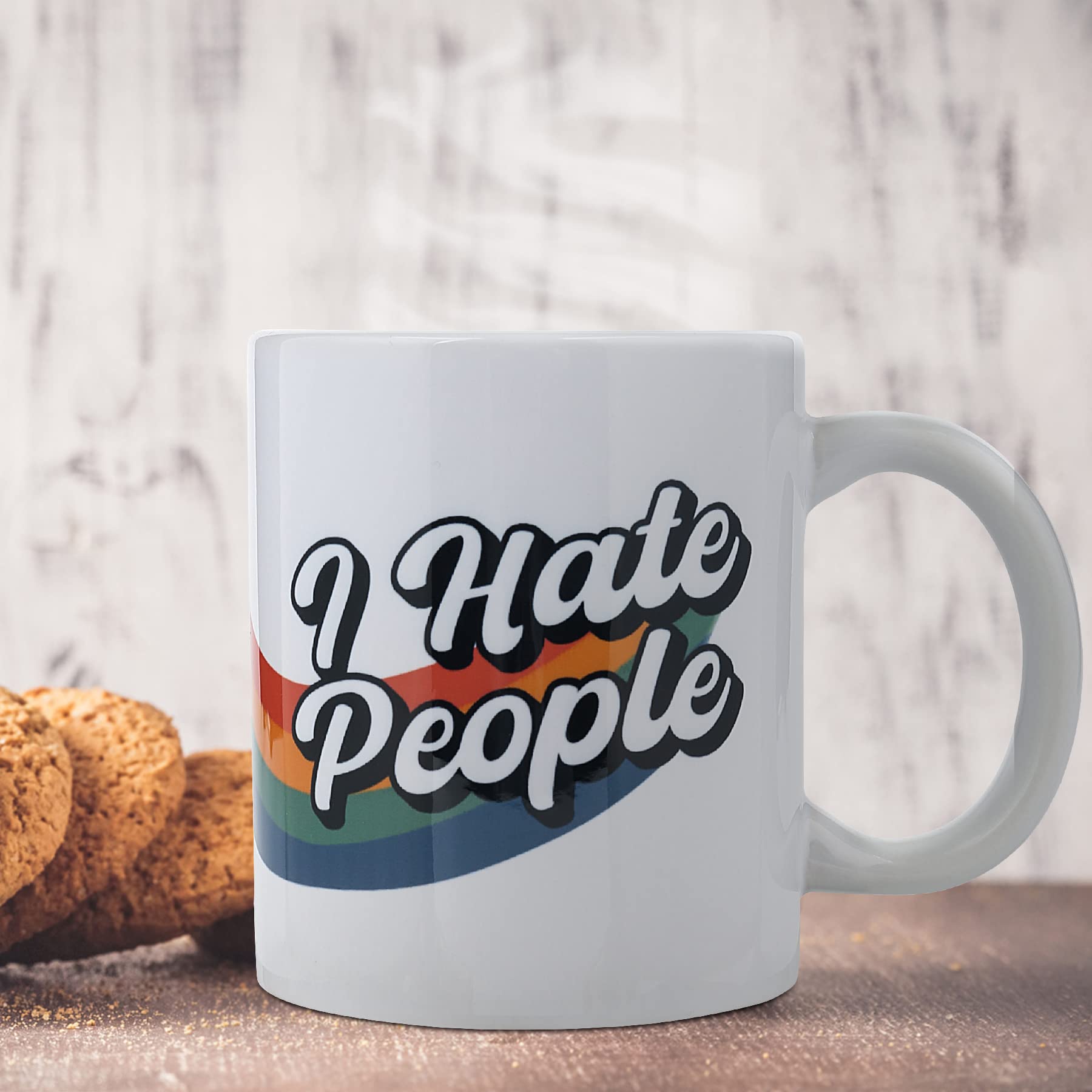 I Hate People Mug - Funny Coffee Mug, I Hate People Funny Mugs For Women Men, Sarcastic Mug Gag Gift For Sister, Friends, Coworker, Brother, Introvert, Ceramic Retro Coffee Mugs For Women 11oz White