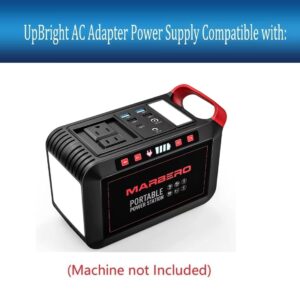 UpBright 19V AC/DC Adapter Compatible with Marbero M822 MAX M822MAX 200W Portable Power Station 148WH 172WH Camping Solar Generator Bank 14.8V 40000mAh Li-ion Battery 16.4V-24V 1.5A Supply Charger PSU