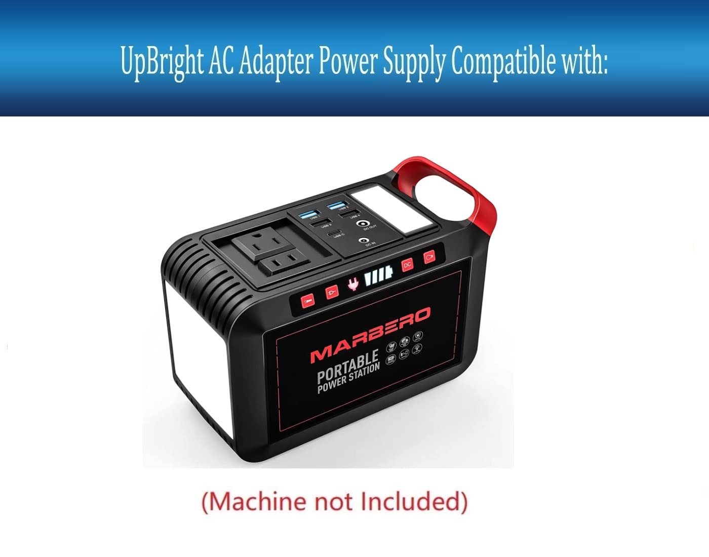 UpBright 19V AC/DC Adapter Compatible with Marbero M822 MAX M822MAX 200W Portable Power Station 148WH 172WH Camping Solar Generator Bank 14.8V 40000mAh Li-ion Battery 16.4V-24V 1.5A Supply Charger PSU