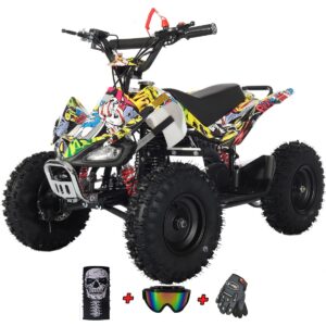 x-pro thunder 40 atv 4 wheelers 40cc atv quads quad with gloves, goggle and face mask (hip hop)