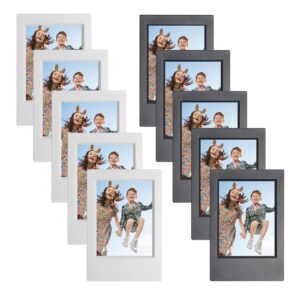 wogozan mini 3 inch photo picture frames for fujifilm instax mini 12/11/99/90/9/8/7+/evo classic polaroid 2x3 frame wallet size photo desktop display black & grey (10 pack)