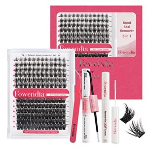 fowendia lash extension kit lash clusters diy eyelash extension kit with 10-16mm individual lashes d curl lash bond & seal and remover lash applicator for eyelash extensions beginners(f01,kit)