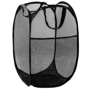 pop up hamper, 1 pcs mesh pop up laundry hamper, premium pop up laundry basket, mesh laundry basket, pop up hampers for laundry, mesh laundry hamper, foldable popup mesh hamper, travel hamper, black