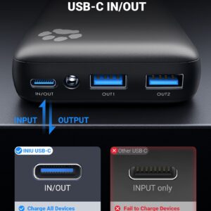 INIU Portable Charger, 22.5W PD QC 20000mAh USB C Power Bank, Fast Charging Battery Pack, 3-Output Phone Charger Compatible with iPhone 15 14 13 12 11 X Samsung S20 S10 Google iPad Tablet