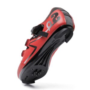 seeleqier unisex cycling shoes compatible with peleton women cycling shoes indoor cycling shoes for men pre-installed spd-sl cleat set outdoor cycle shoes pedal,red01,45