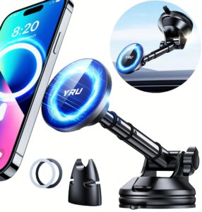 yru [2024 upgraded] magnetic phone holder for car【patented & super magnet】 for magsafe car mount dashboard magnet phone holder windshield phone stand for iphone 15 14 13 12 pro max samsung, black