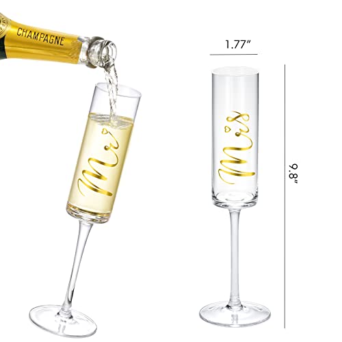 ROXBURGH Wedding Cake Knife and Server Set, Wedding Champagne Flutes, Gold Bride and Groom Champagne Flutes Toasting Glasses Engraved Mr and Mrs, Cake Cutting Set for Wedding Engagement Gifts