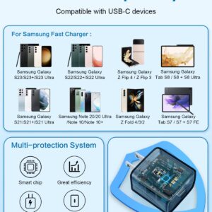 45W Samsung Super Fast Charger Type C 2 Pack for Samsung Galaxy S23 Ultra Charger S22 Ultra Charger S23/S23+/S22/S22+/S21/S20,Z Fold 4/Z Flip 4,Note 10/20,S8/S7/S7+,USB C Wall Charger with 6ft Cable