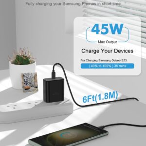 45W Samsung Super Fast Charger Type C 2 Pack for Samsung Galaxy S23 Ultra Charger S22 Ultra Charger S23/S23+/S22/S22+/S21/S20,Z Fold 4/Z Flip 4,Note 10/20,S8/S7/S7+,USB C Wall Charger with 6ft Cable